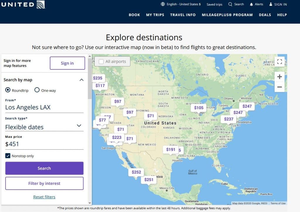 United Airlines uses Google maps to find destinations - Travel Network